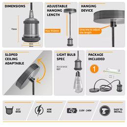 E27 Retro Industrial Pendant Holder – Electricalsone